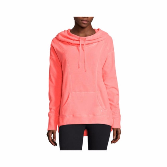 Xersion | Sweaters | Xersion Brushed Fleece Cowl Neck Top Coral Splash ...